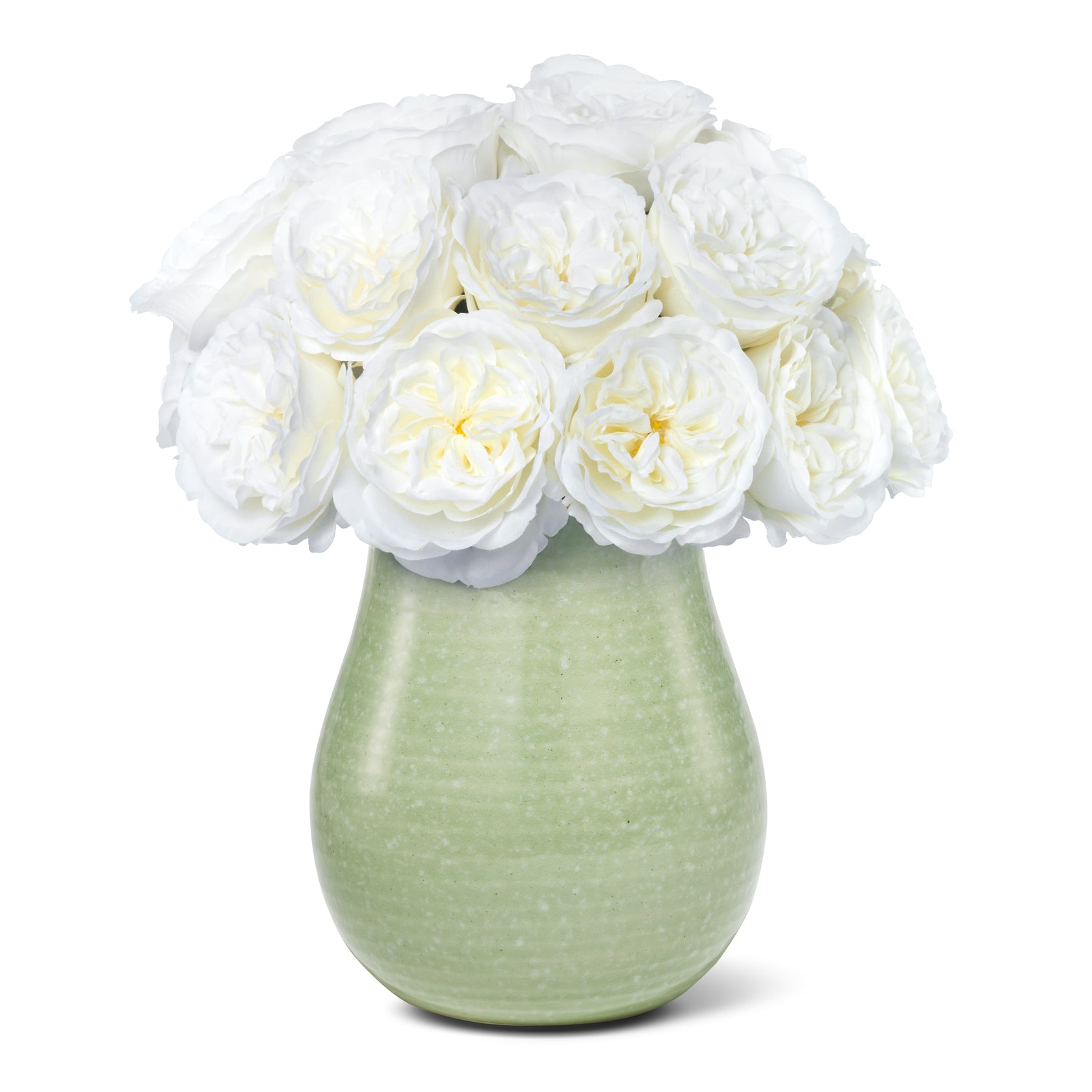 White Cottage Roses in Romina Vase, Sage – Diane James Home