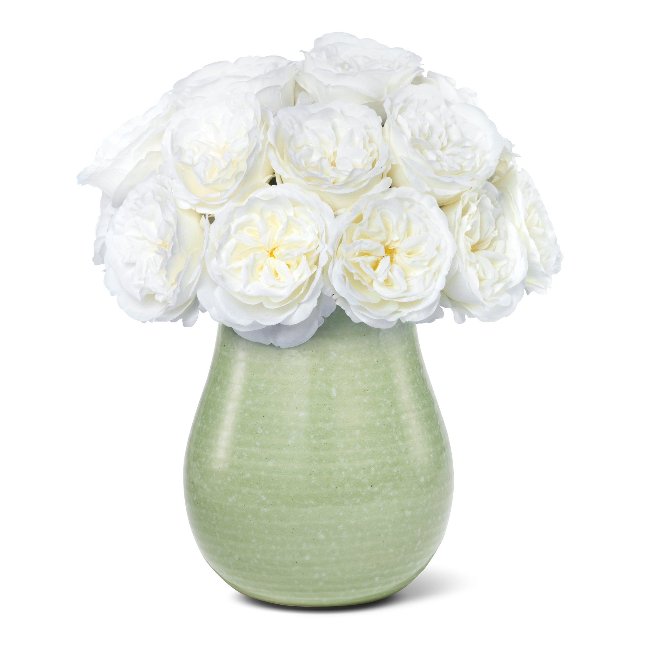 White Cottage Roses in Romina Vase, Sage – Diane James Home